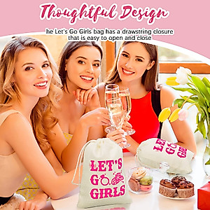 Dunzy 12 Pieces Let's Go Girls Party Bags Western Cowgirl Hangover Recovery Bags with Drawstring Bachelorette Hot Pink Bridal Shower Party Favor Bags Wedding Bachelor Party Supplies(5.9 x 7.9 Inch)