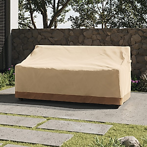 Pure Garden Outdoor Couch Cover - 76x33in Heavy-Duty 600D Polyester Canvas with UV 50+ and Waterproof Backing - Patio Furniture Covers (Beige)