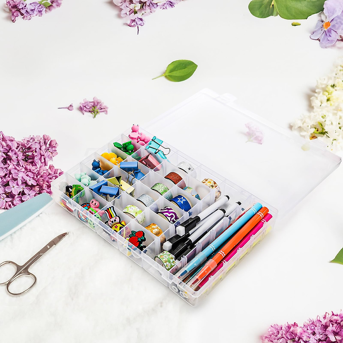 Tosnail 3 Pack 36 Compartments Clear Plastic Craft Storage Organizer Small Parts Organizer with Dividers