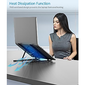 BoYata Laptop Stand, Portable Laptop Holder Computer Stand for Desk, Aluminum Foldable Laptop Riser with 6 Levels Height Adjustment, Compatible with MacBook, HP, Lenovo, Dell, 10-15.6" Laptops (Black)