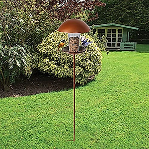 Goodeco Bird Feeders with Pole - Metal Bird feeders for Outside Wild Birds in Yard,Backyard,Patio Outdoor Garden Decor,Grandpa/Grandma Gifts,Gift idea 7.8x55.8 inch (Round)