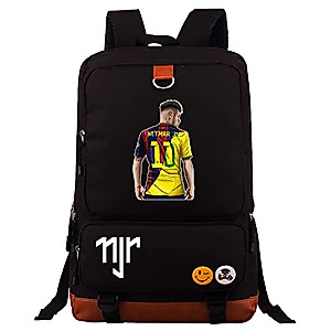 GENGX WesQi Boys Neymar JR School Bookbag,PSG Graphic Travel Daypack Lightweight Laptop Bag for Teen,Youth, Black, One Size