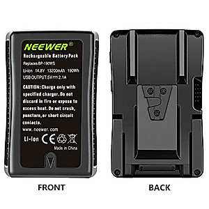 Neewer V Mount/V Lock Battery - 190Wh 14.8V 13200mAh Rechargeable Li-ion Battery for Broadcast Video Camcorder, Compatible with Sony HDCAM, XDCAM, Digital Cinema Cameras and Other Camcorders