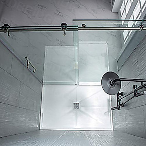 WOODBRIDGE MSDC4876-B Frameless Sliding Glass Shower Door | 44"-48"W x 76"H | Brushed Nickel Finish