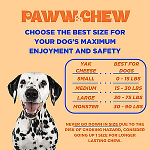 PAWW CHEW Yak Cheese Himalayan Dog Chews - All Natural Long Lasting Dog Treats, (Medium - 5 Pack) Odorless, High Protein Yak Chew, Great for Oral Health, Only 3 Ingredient Yak Bone for Power-Chewers