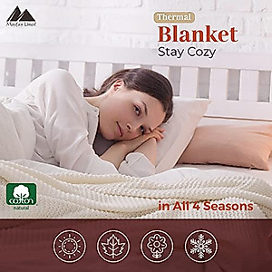 Mayfair Linen 100% Pure Cotton, Luxury King/Cal King Size Dark Grey Blanket - Herringbone Pattern, Soft &Cozy Premium Fall Throw Blanket for All Seasons, 350GSM &106x92 with Free Tote Bag