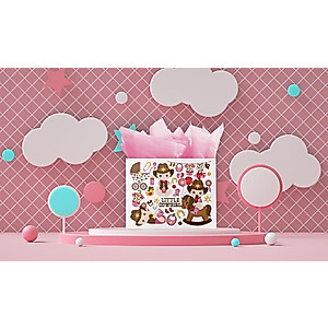 ysmile Cowgirl Large Gift Bag with Wrapping Tissue for Baby Shower 12.6" - Girl