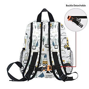 Custom Children's Name Toddler Backpack Personalized Childish Truck Excavator Mini Bag for Baby Girl Boy Age 3-7