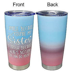 CTIGERS Funny Sister Tumbler with Lid and Straw Insulated Travel Mug Gifts for Sister from Sbling, Birthday,Christmas,Thank Giving Day,Wedding Gifts for Sister 20 oz BLACK
