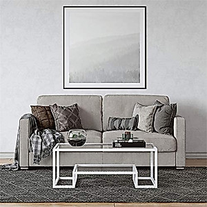 Henn&Hart 45" Wide Rectangular Coffee Table in White, Modern coffee tables for living room, studio apartment essentials