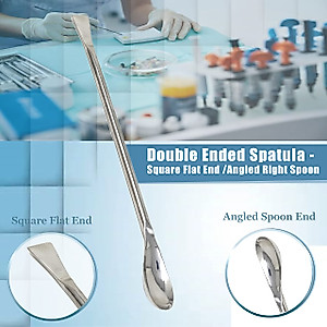 A2Z-SP001 Stainless Steel Double Ended Square & Angled Right Spoon Sampler Lab Spatula, 7" Length