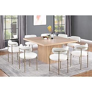 Meridian Furniture 729Oak-T Belinda Collection Mid-Century Modern Dining Table, Solid Wood Base, Natural Finish Oak Wood Veneer MDF Top, Square Top, Fluted Base, 54" W x 54" D x 31" H, Oak
