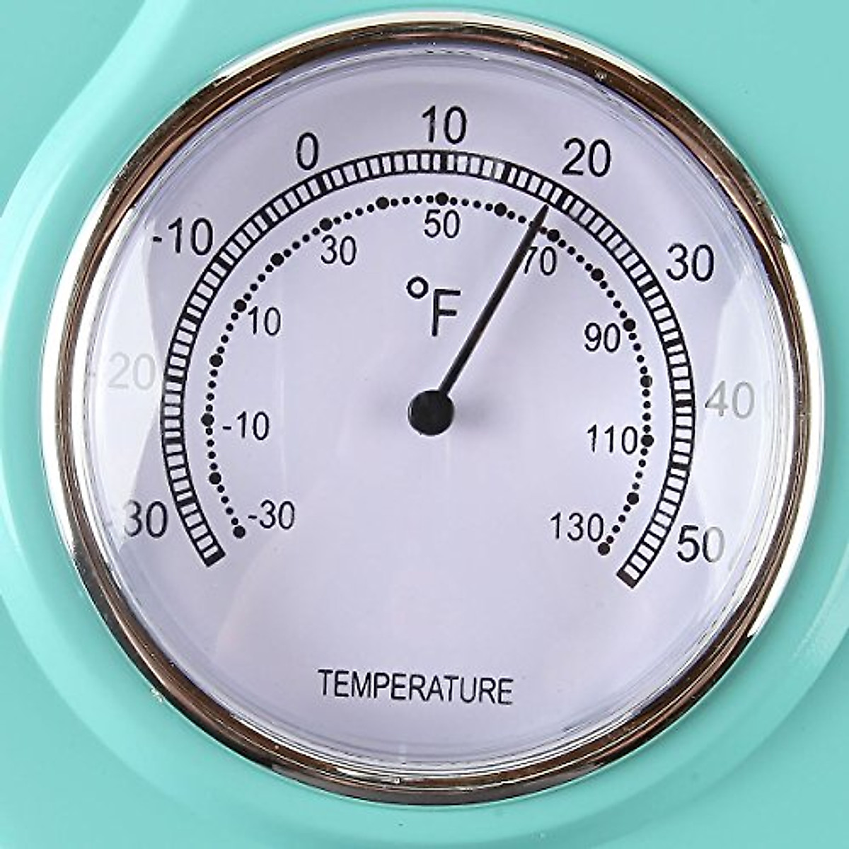 Lily's Home Retro Kitchen Wall Clock, with a Thermometer and 60-Minute Timer, Ideal for Any Kitchen, Turquoise (9.5 in x 13.3 in)