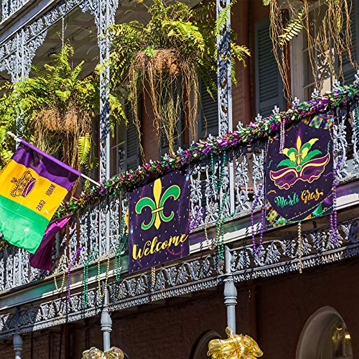 Tatuo 2 Pieces Mardi Gras Garden House Flag Fleur De Lis Garden Flag Double Sided Mardi Gras Party Decoration Flag for Yard Lawn Decoration, 12 x 18 Inch