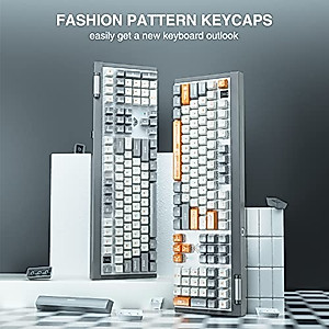 AULA PBT Keycaps, 10 Keys Dye-Sub Custom Keycaps Set for Cherry Gateron MX Switches Mechanical Keyboards, Fashion Cute Keyboard Keycaps (Orange)
