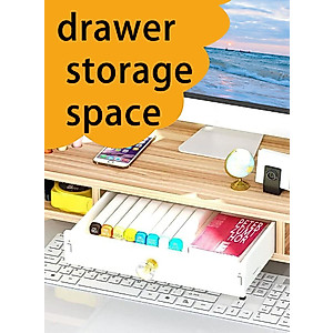 KUAIYU Triangle Monitor Riser,Cut Triangular Computer Monitor Desktop Corner Stand,Desktop Corner Shelf With Drawers Wooden Computer Stand With Storage Laptop Risers Office Organization.