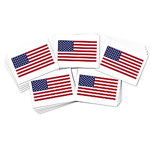 FashionTats American Flag Temporary Tattoos | Pack of 25 | JULY 4th - Labor Day - Memorial Day - Olympics - Soccer | Skin Safe | MADE IN THE USA | Removable