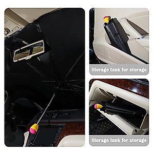 SSNNUU 2023 New Upgrade Car Windshield Sunshade Umbrella,Opening Design Foldable Protection Automotive Interior and Keep Cool,UV Protection fit Napping Car Accessories (Upgraded Adjustable Handle)