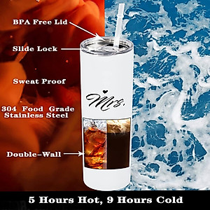 DHQH Mr and Mrs 2024 Tumbler Set, Engagement Wedding Gifts for Couples Newlyweds Wife Husband Bride To Be Newly Engaged 20oz Travel Tumbler Bachelorette Party Gifts