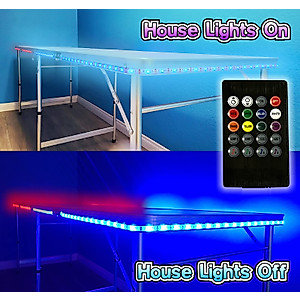 PartyPong 8-Foot Folding Beer Pong Table w/LED Lights - USA Edition