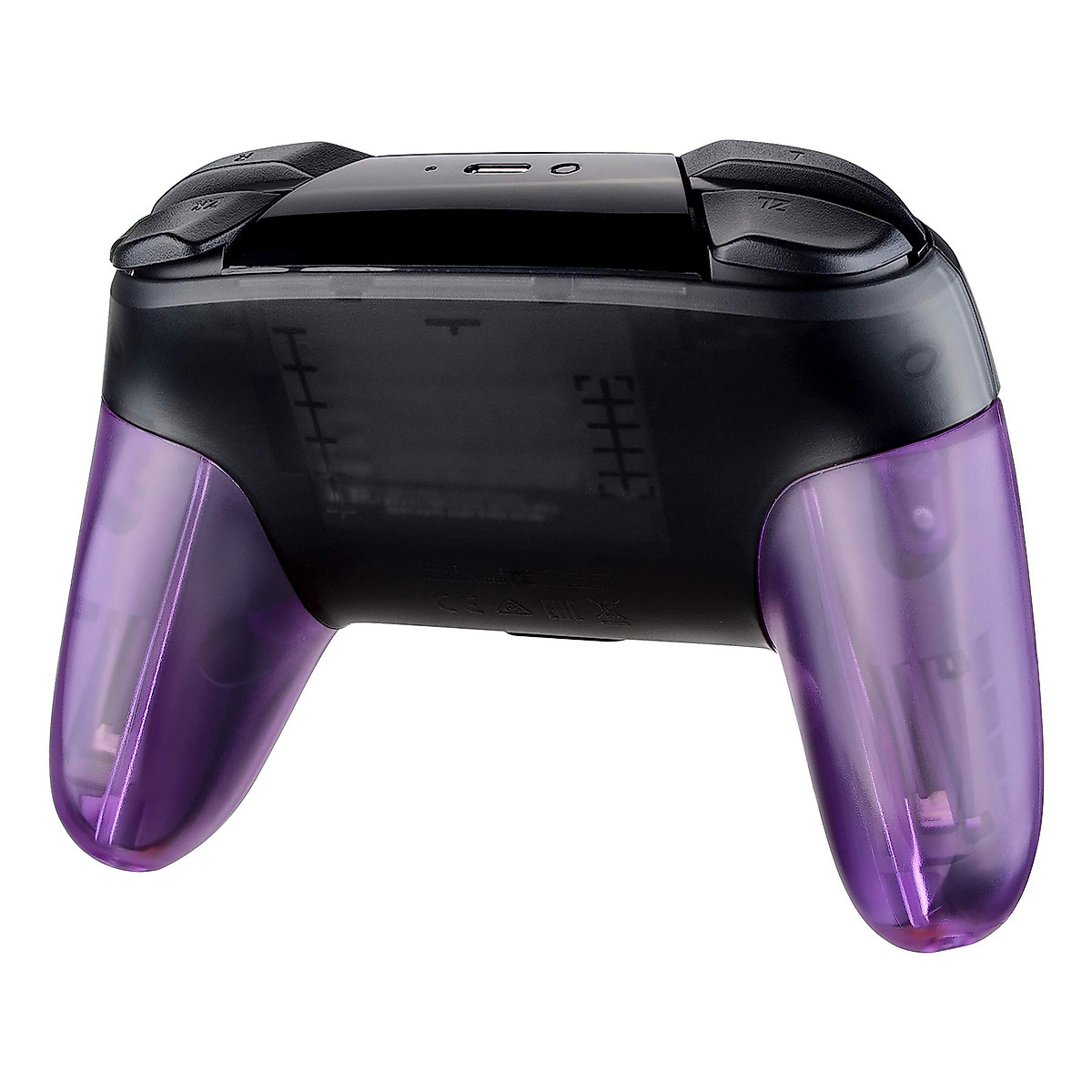 eXtremeRate Clear Atomic Purple Replacement Handle Grips for Nintendo Switch Pro Controller, DIY Hand Grip Shell for Nintendo Switch Pro - Controller NOT Included