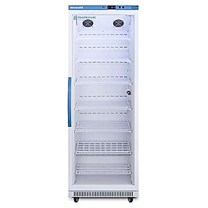 Summit Appliance ARG18PV Performance Series Pharma-Vac 18 Cu.Ft. Upright Glass Door All-refrigerator with Silver-ion Handle, Interior Light, Access Port and Hospital Grade Cord Green Dot Plug, White