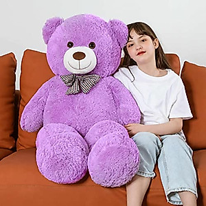 MorisMos Giant Teddy Bear Purple, Big Teddy Bear Stuffed Animals Plush for Girlfriend Kids Christmas Valentine's Day Birthday, 47 Inches