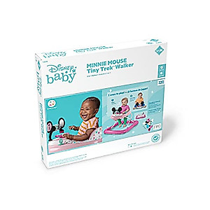Disney Baby Minnie Mouse 2-in-1 Forever Besties Baby Walker - Easy Fold Frame and Removable-Toy Station, Age 6 Months+