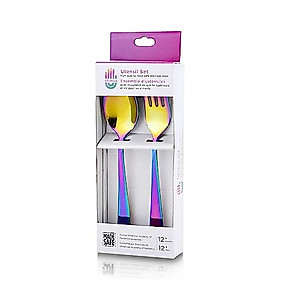 Ahimsa Stainless Steel Fork & Spoon | Toddler Dishware | No Plastic | 100% BPA Free | Dishwasher Safe (Rainbow)