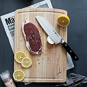 SNFSchneidteufel Avant Santoku Knife 7 inch Japanese Chef Knife Made with X50CrMoV15 Stainless Steel Kitchen Knife Set and Black Ergonomic Handle Design (Onyx Black)