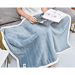 orejury Flannel Sherpa Fleece Throw Blanket for Couch, Light Blue Fuzzy Warm Soft Blanket for Sofa, a Shawl Blanket at Home or Outdoors, 60 in x 39 in