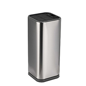 Dura Living Universal Knife Block Holder, Stainless Steel Knife Stand Without Knives, Safe Space Saver Stable Knife Storage with Scissors Slot, Detachable for Easy Cleaning, Kitchen Organizer, Silver