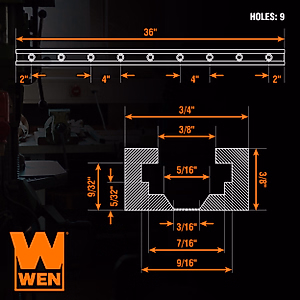 WEN 36-Inch Universal T-Track, Hold Down Clamps, and Intersection Kit for Woodworking (WAT362)