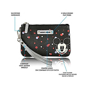 Disney Minnie Mouse Premium Wrist Wallet - Mickey & Minnie Mouse Classic Wrist Wallet (Black Mickey)
