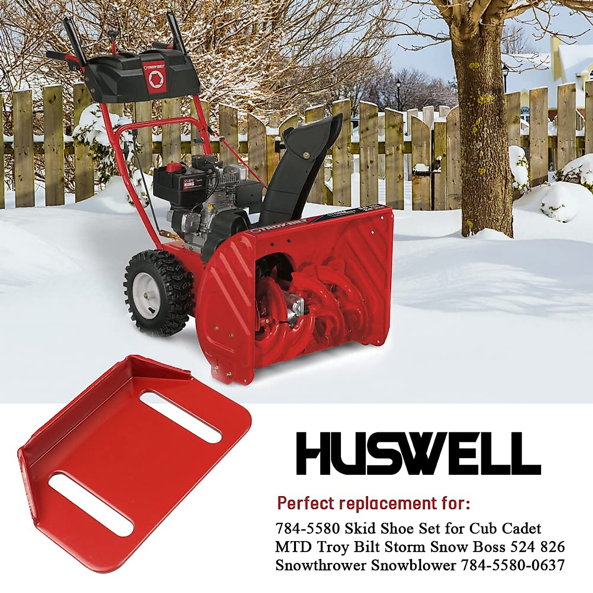 HUSWELL 784-5580 Snow Thrower Slide Shoes 2 Pack Skid Shoes with Mounting Hardware for MTD 784-5580-0637 Fits for Cub Cadet Yardman SnowBlower
