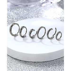 Melighting G23 Titanium Nose Rings Hoop 16G Conch Piercing Jewelry Clear CZ Double Titanium Helix Earrings Septum Rings Tragus Daith Piercing Jewelry for Women