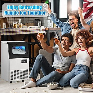 Towallmark Commercial Ice Maker Machine, 110Lbs/24H, 18Lbs Storage Bin, 0.9Inch Thick Ice Cube Ice Machine Automatic Cleaning Function Ideal for Home, Bar, Hotel, Restaurant