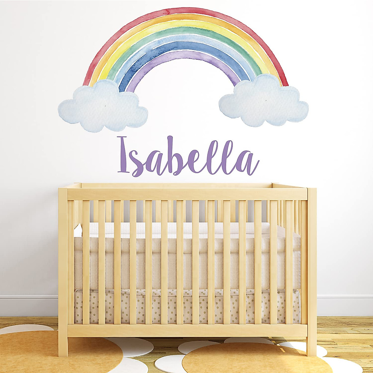 Kyle Cornhole Rainbow Wall Decals Custom Name Wall Decal Watercolor Rainbow Wall Art with Name Kids Nursery Girls Room Custom Name Vinyl Wall Sticker (LN03)