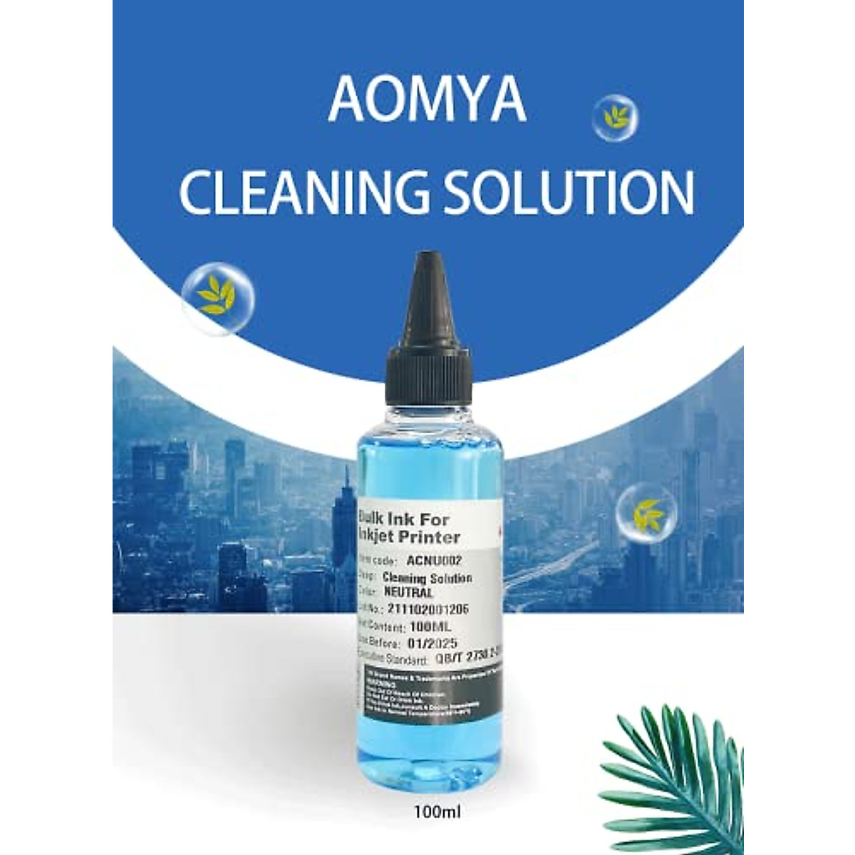 Aomya Printer Cleaning Kit Printhead Cleaning Kit for Inkjet Printers HP/Brother/Epsn/Canon Liquid Printers Nozzle with Syringe&Glove(100ml