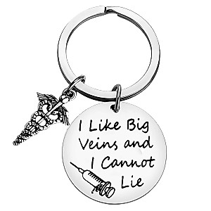 Dabihu Phlebotomist Keychain, I Like Big Veins and I Cannot Lie, Funny Nurse Gift for Phlebotomist, Graduation, Christmas, Birthday, Keyring