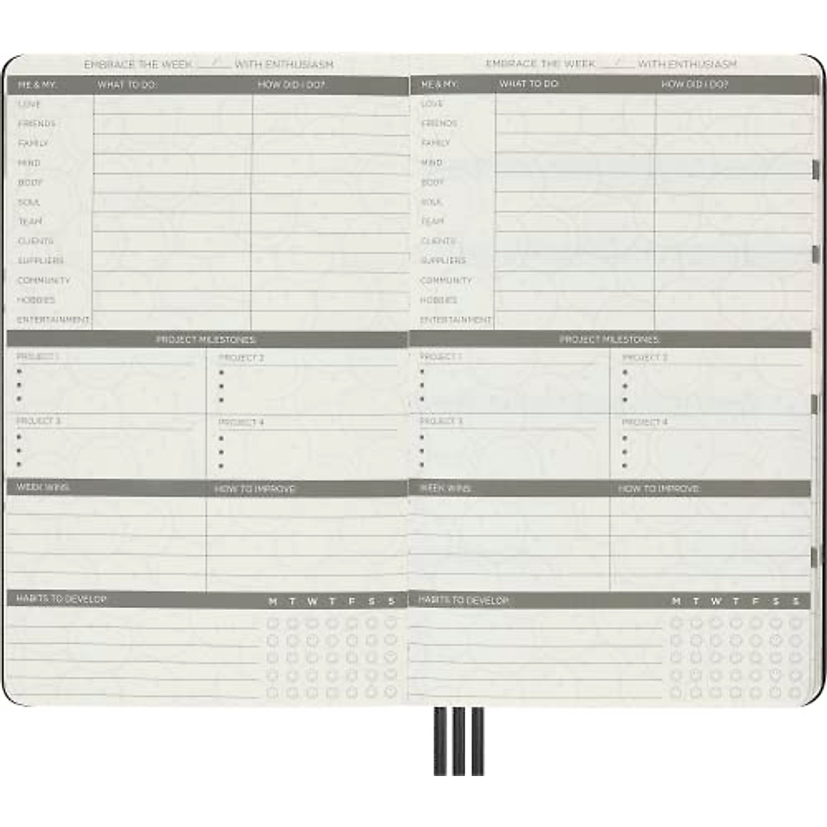 Moleskine Limited Edition Smiley Positivity Planner, Hard Cover, Large (5" x 8.25"), Undated Planner, Black, 240 Pages