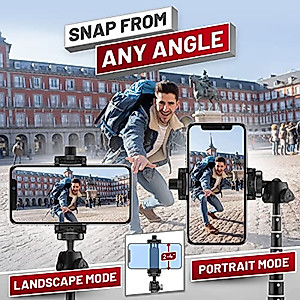 PhotoMate 48 Inch Selfie Stick Tripod with Remote for iPhone 14, 13, 12, 11, Max, Pro, Android - Mini Portable Cell Phone Stand