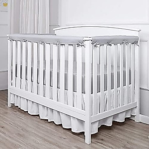 Ruddiscrad Soft Bed Edge Anti Collision Cover, 3 Pieces (one Set) Wrapped Edge Protector Strip Cushion for Teething Bed Guardrail Cover Furniture Boys & Girls for Standard Críb (Grey)
