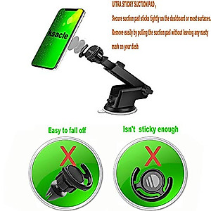 KSACLE Car Phone Mount, Phone Holder, Universal Phone Holder for Car, 360 Degrees Dashboard Desk Wall Bracket for GPS Navigation and Any Smartphones (Black-Dashboard&Air Vent)