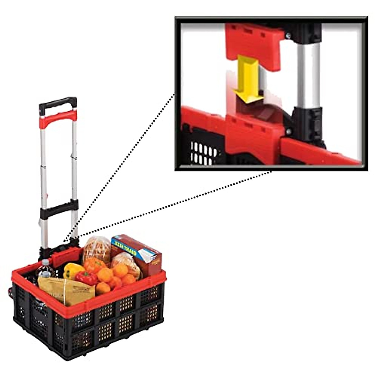 Magna Cart Stair Climbing 6-Wheel Folding Aluminum Hand Truck Dolly Cart with Tote Attachment Ideal for Moving Boxes, Groceries, Heavy Equipment, Red