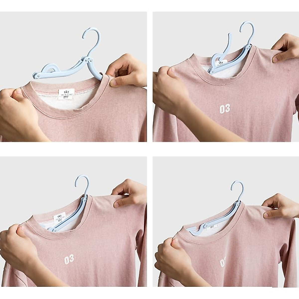 10 Pieces Travel Hangers Travel Accessories Portable Folding Clothes Drying Rack for Traveling(Colorful)