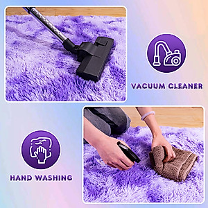 Super Fluffy Rug for Bedroom, 4x6 Shag Fuzzy Area Rug for Living Room Bedroom, Plush Soft Carpet for Girls Boys Kids, Non Slip Throw Rugs for Dorm, Modern Home Decor Aesthetic, Tie-Dyed Purple