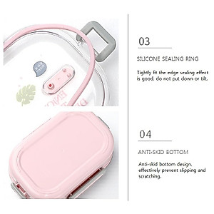 Bafnsiji Stainless Steel Lunch Box, 304 Stainless Steel 2 Compartment Dinner Plate, Portable Rice Noddles Food Container, 650ML Lunch Boxes Containers, Leak-Proof