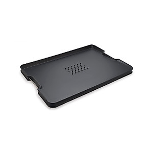 Joseph Joseph Cut&Carve Plus - Non-Slip, Multi-Function, Double-Sided Cutting Board for Food Preparation and Carving- Dishwasher Safe, Large – Black