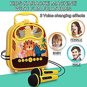 Kids Karaoke Machine for Boys Girls with 2 Microphone Singing Karaoke Machine Bluetooth Portable Speaker for Toddler with Voice Changer Kids Christmas Holiday Birthday Gifts